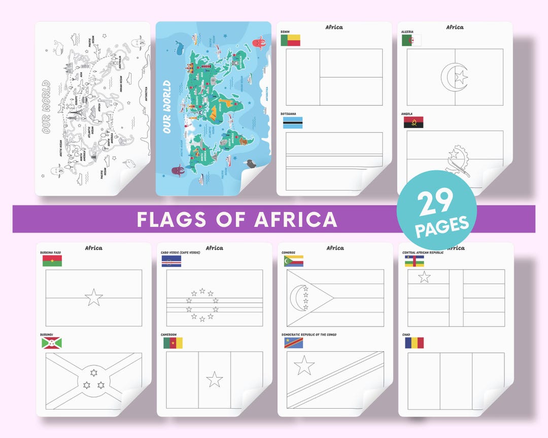 Africa Flags Coloring Pages for Kids | Printable Geography Learning ...