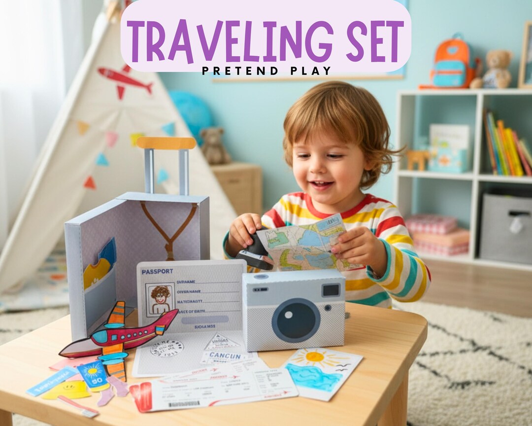 DIY Travel Pretend Play Kit: Printable Suitcase, Passport, Tickets (PDF ...