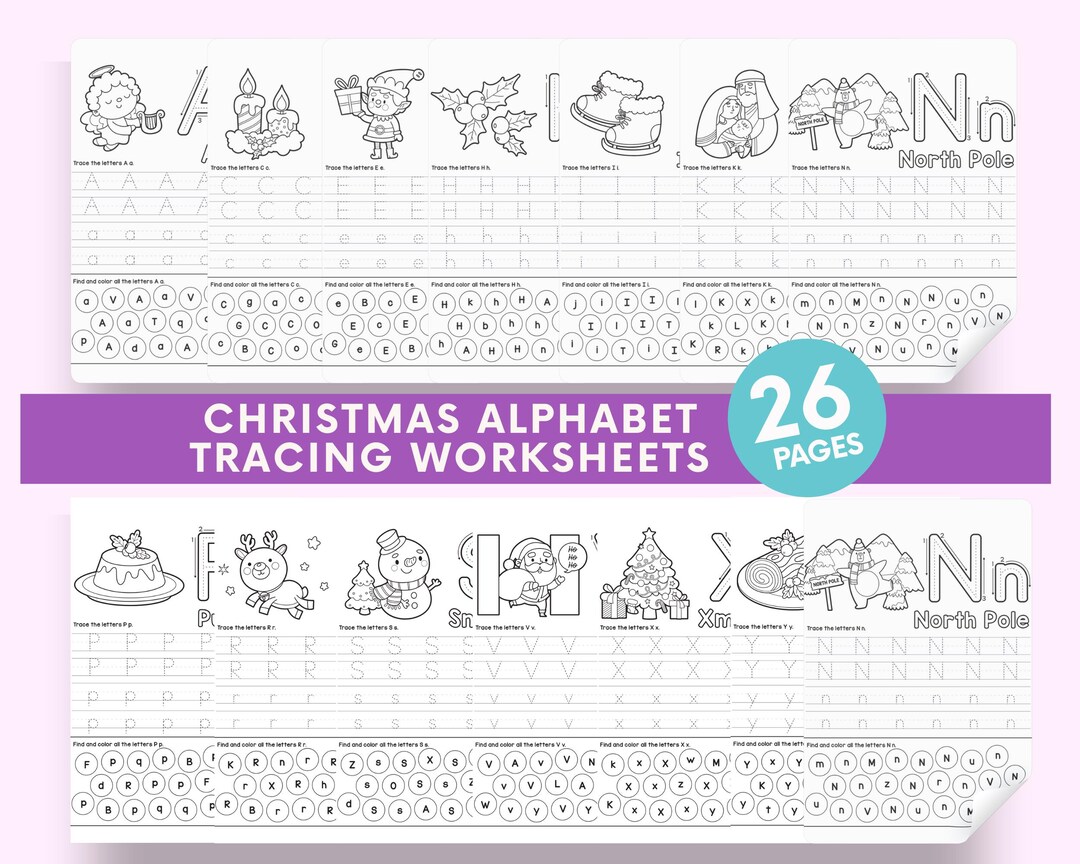 Christmas Alphabet Tracing Worksheets PDF – 26 Printable Pages for ...