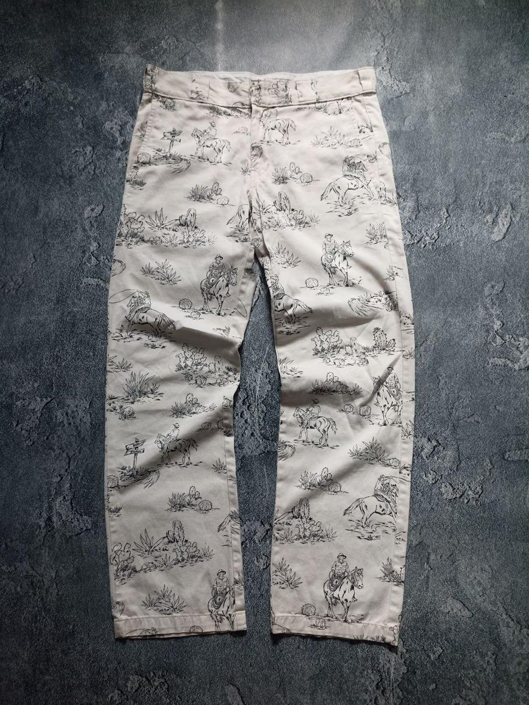 Vintage Dickies White Monogram Printed Chinos Cowboys Size W31/L32 - Etsy