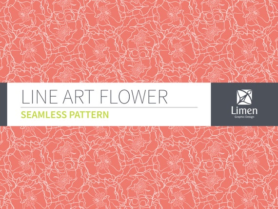 Vector Line Art Flower Seamless Pattern for Fabric Paper - Etsy