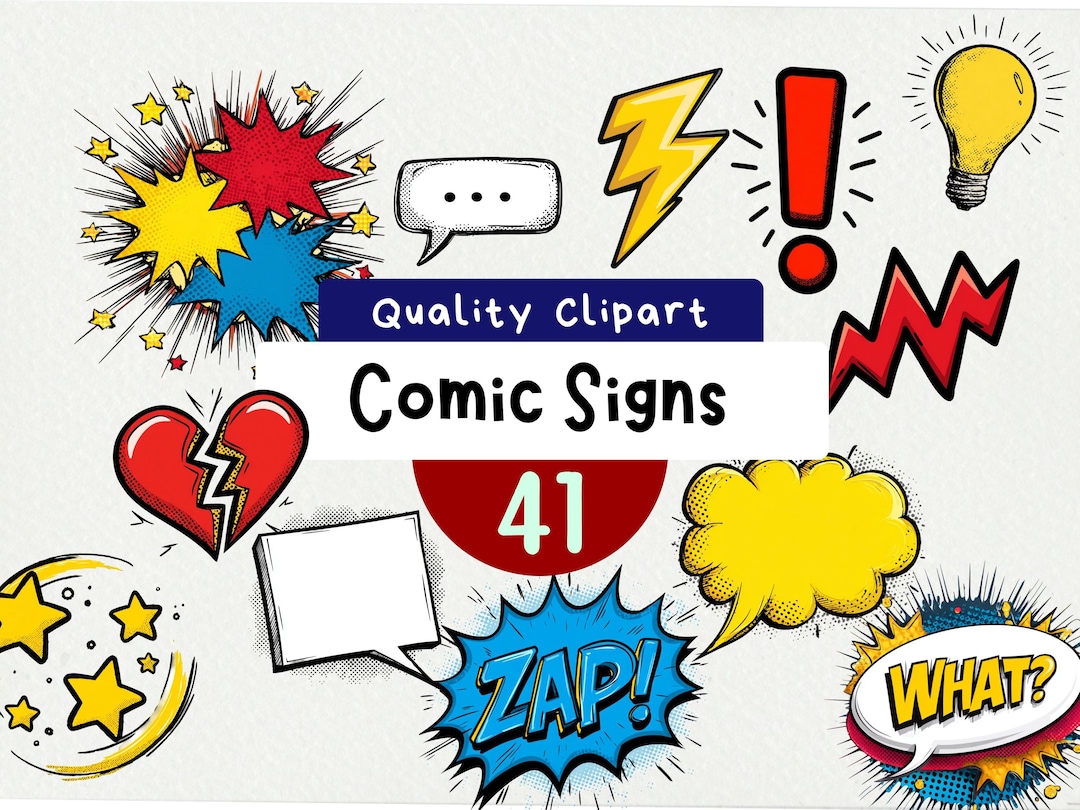 Comic Signs Clipart, Cartoon Speech Bubbles, Stickers (digital Download ...