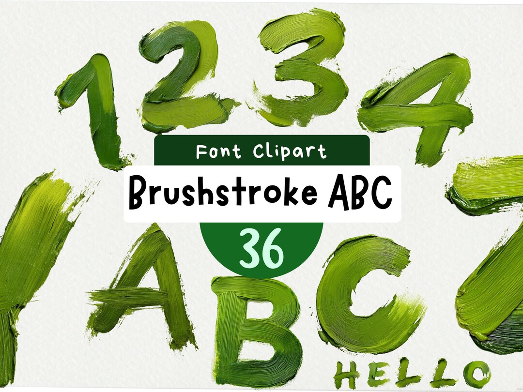 Brushstroke ABC Clipart 36 PNG, Watercolor Letters & Numbers ...