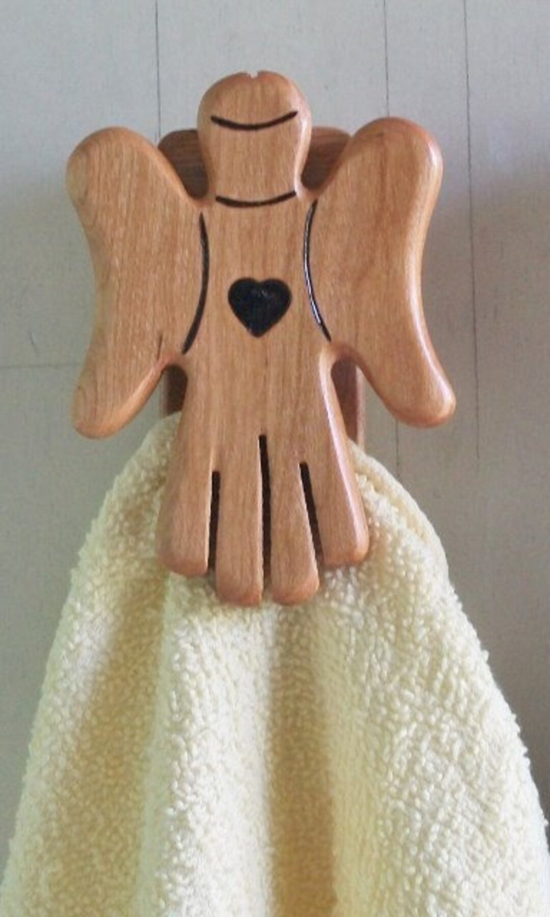 Angels With Heart Wooden Modern Design Wall Hook Magic Towel Holder ...