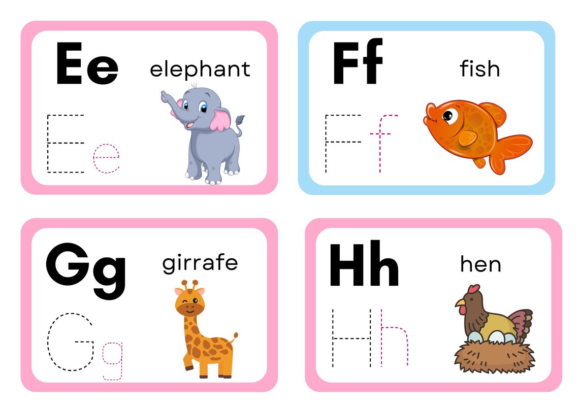 Alphabet Tracing Cards With Objects: Kids Handwriting Practice (PDF ...