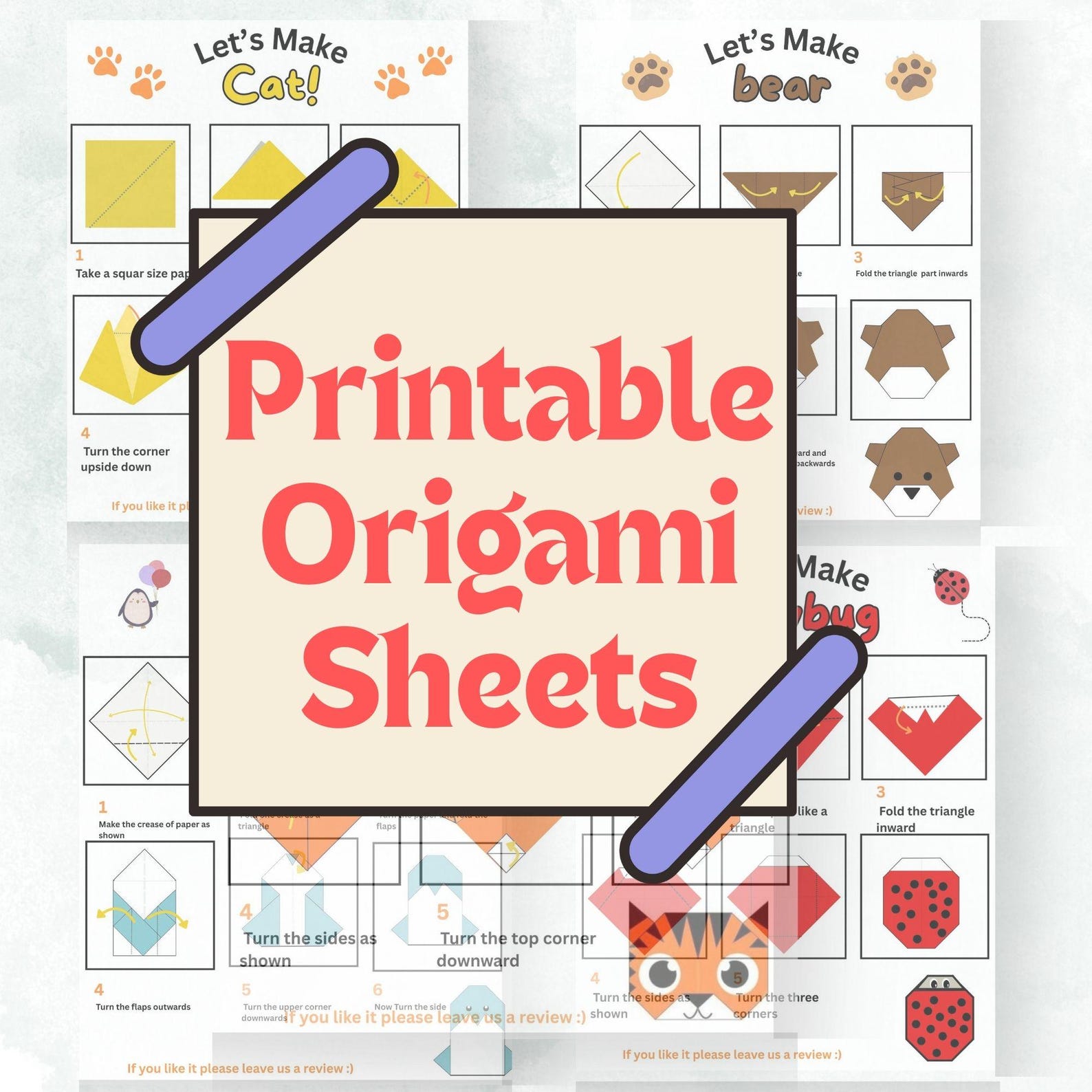 Easy Origami Animal Crafts for Kids: Printable Guide (PDF Download) - Etsy