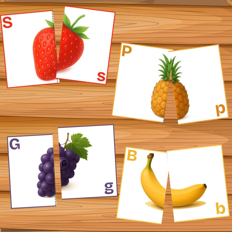 Montessori Matching Cards for Toddlers | Symmetry Puzzle | Fruit ...