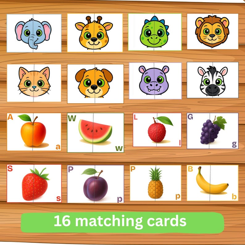 Montessori Matching Cards for Toddlers | Symmetry Puzzle | Fruit ...