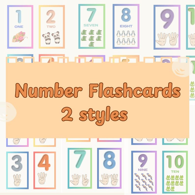 Counting Flashcards 1-10: Preschool Math Learning (3x5 US Letter PDF ...