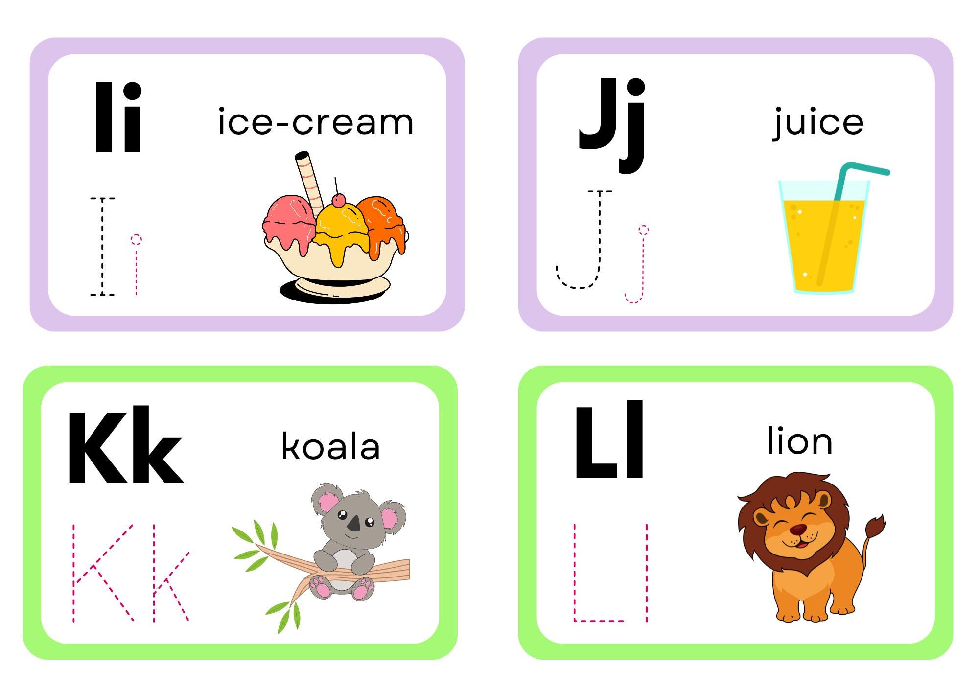 Alphabet Tracing Cards With Objects: Kids Handwriting Practice (PDF ...