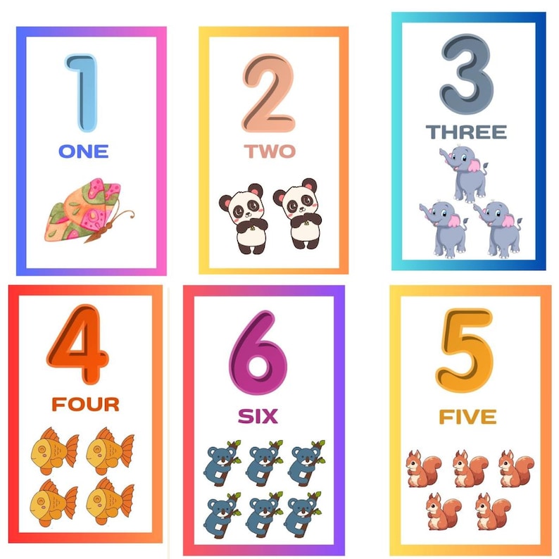 Counting Flashcards 1-10: Preschool Math Learning (3x5 US Letter PDF ...