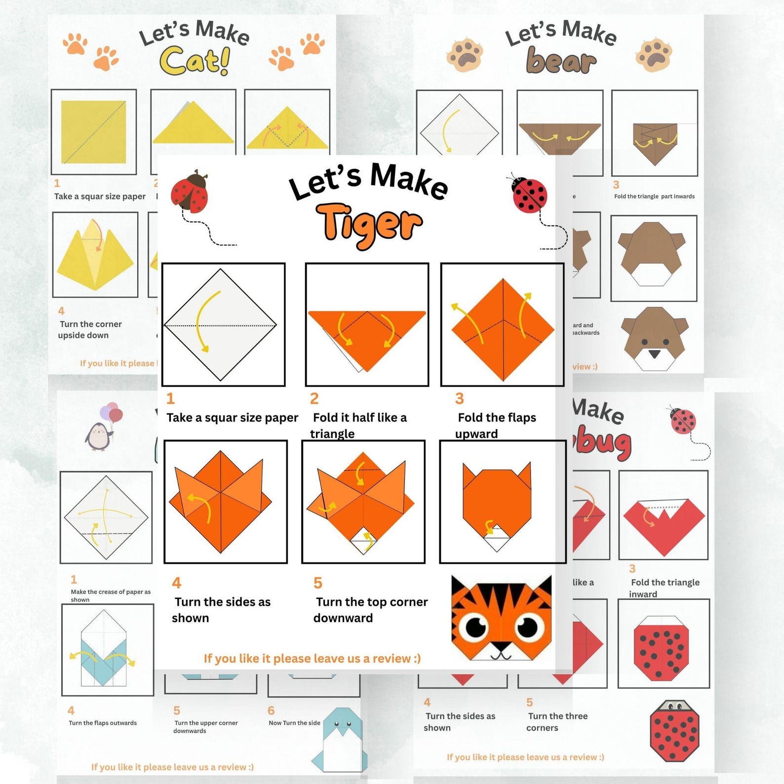 Easy Origami Animal Crafts for Kids: Printable Guide (PDF Download) - Etsy
