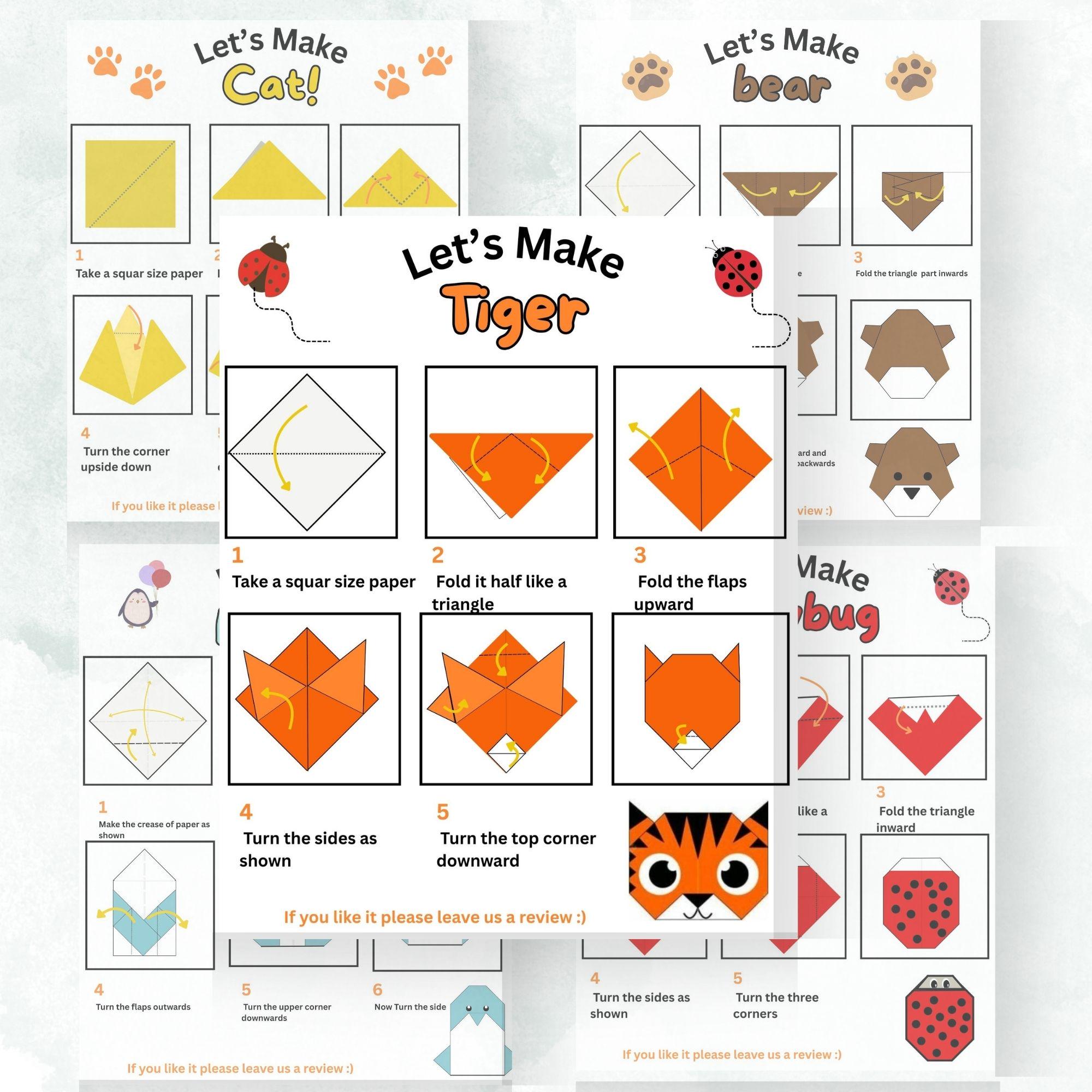 Easy Origami Animal Crafts for Kids: Printable Guide (PDF Download) - Etsy