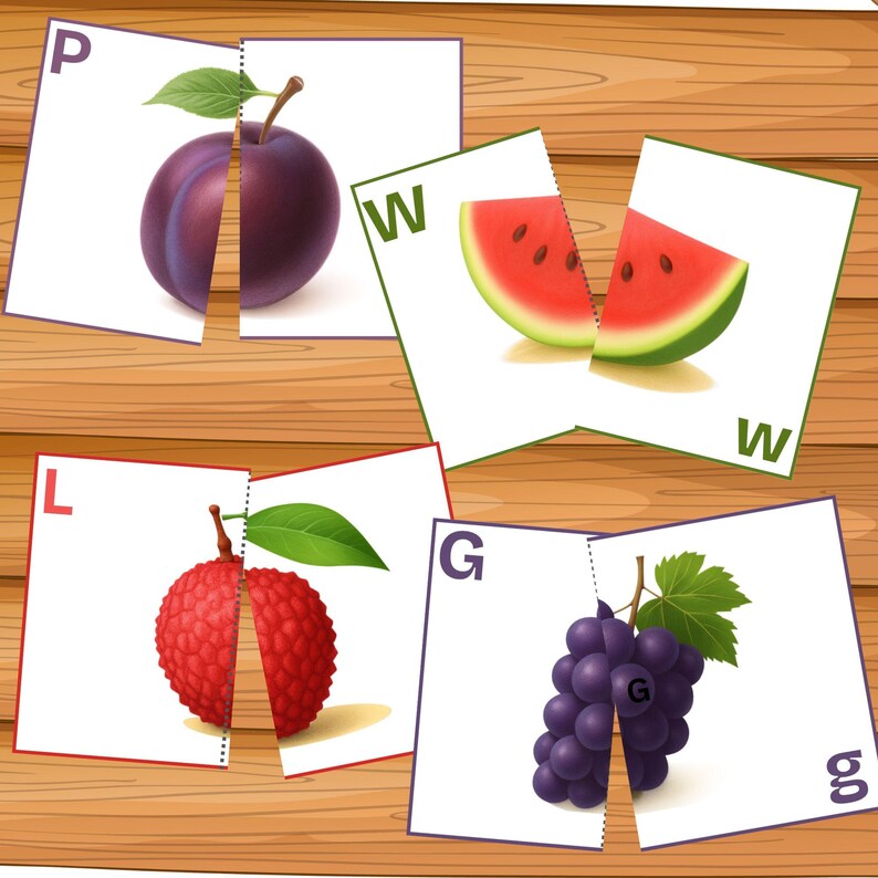 Montessori Matching Cards for Toddlers | Symmetry Puzzle | Fruit ...