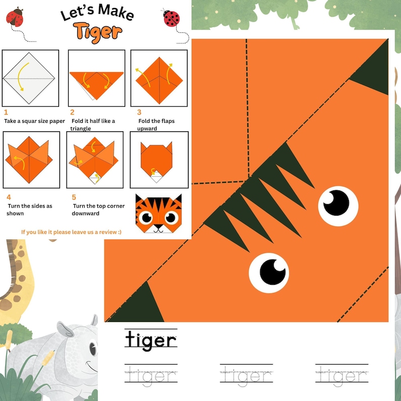 Easy Origami Animal Crafts for Kids: Printable Guide (PDF Download) - Etsy