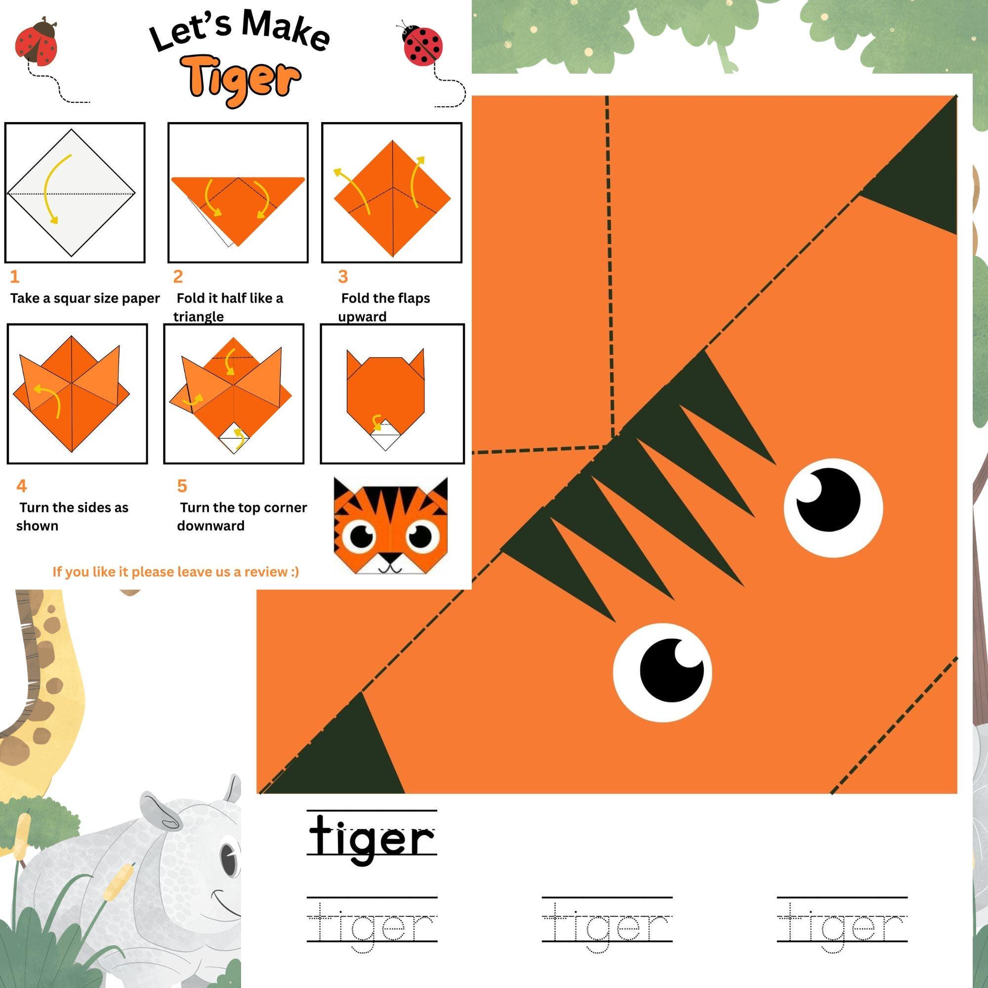 Easy Origami Animal Crafts for Kids: Printable Guide (PDF Download) - Etsy