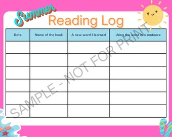Summer Reading Log Tracker for Kids With Fun Ice Pop Design, Instant ...