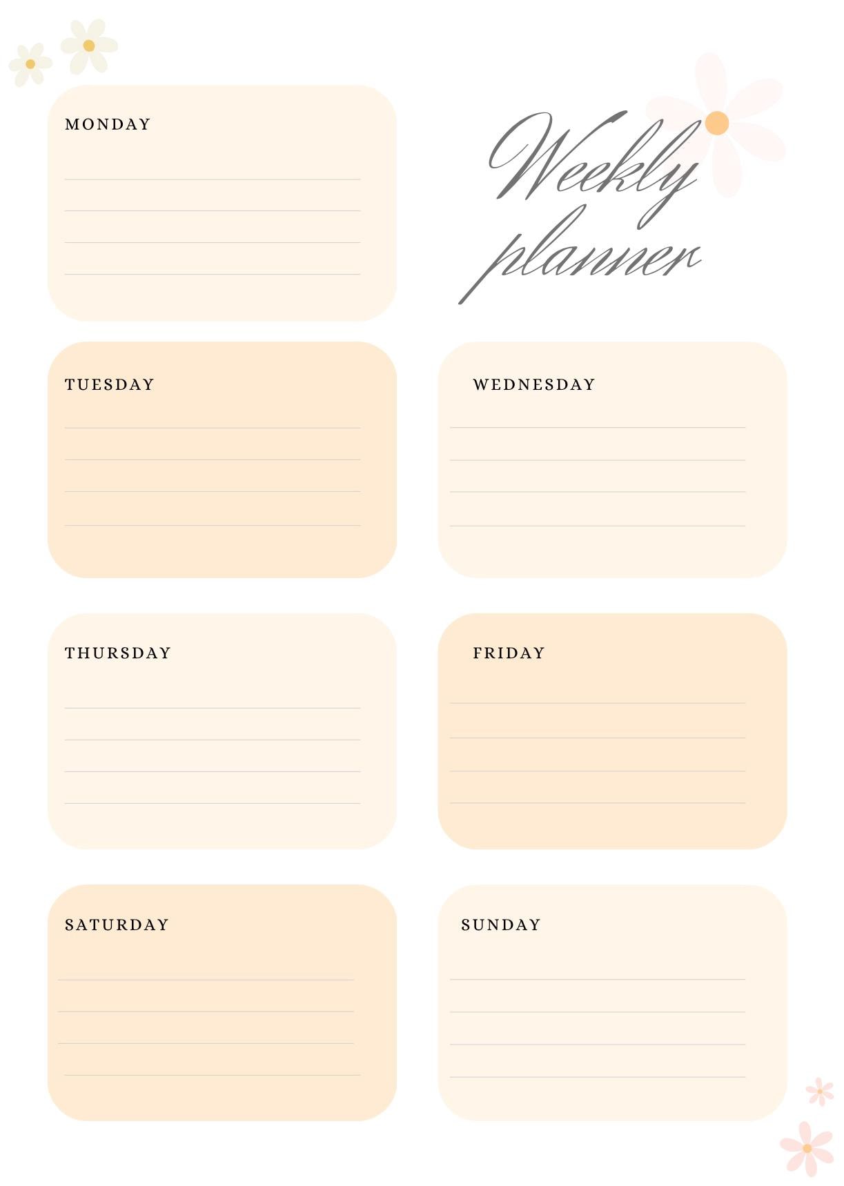 Simple Printable Weekly Planner - Etsy