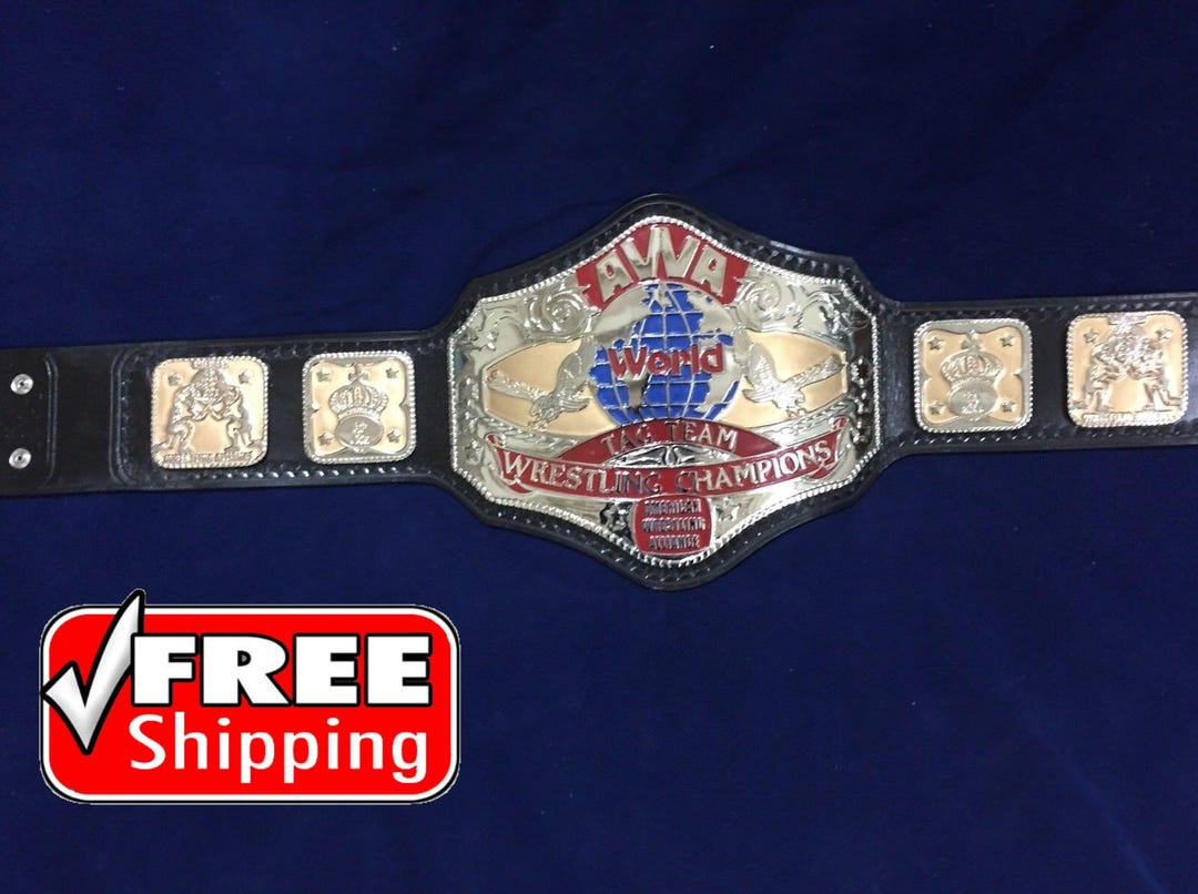 AWA World Heavyweight 24K Gold Championship Belt 100% Real Leather ...