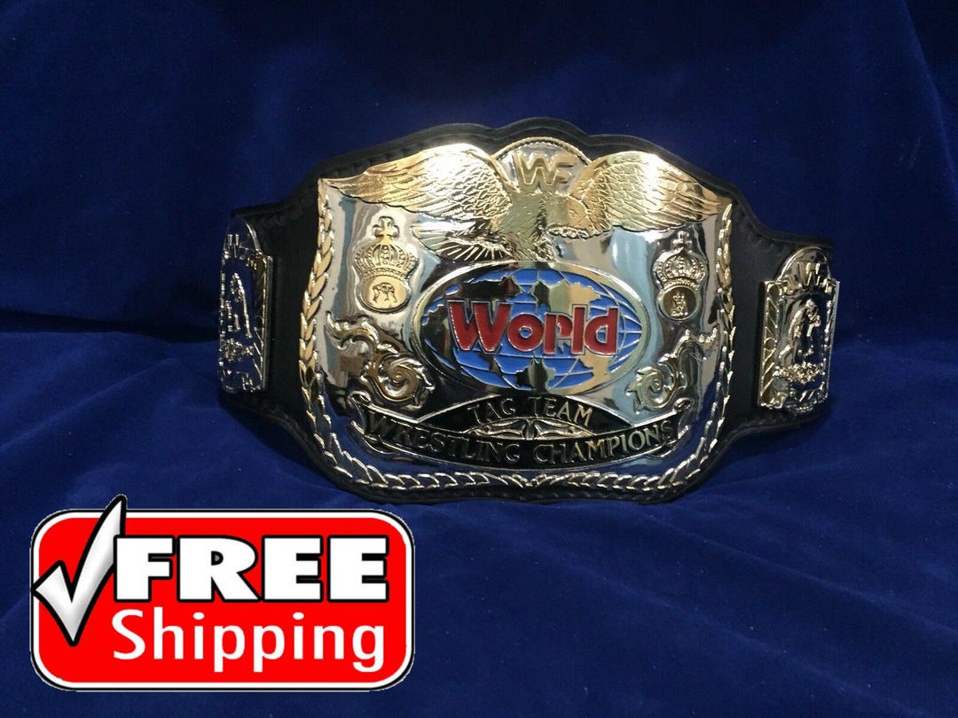 New WF World Tag Team Dual Plated 24K Gold Championship Belt 100% Real ...