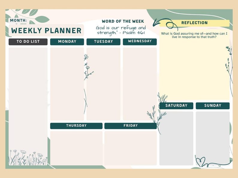 2-in-1 Weekly Planner & Christian Journal | Undated Faith-based ...
