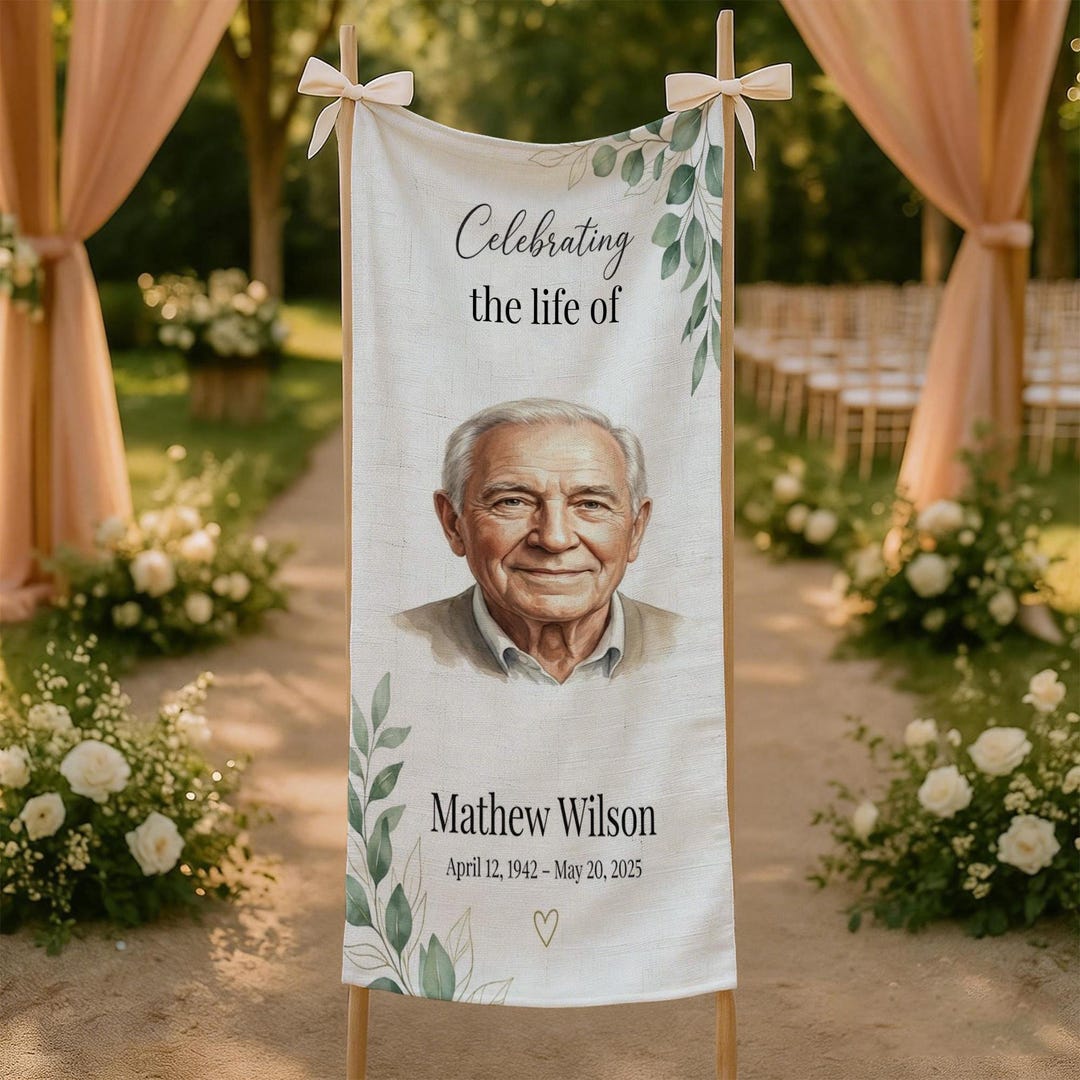 Personalized Memorial Funeral Cotton Linen Wall Tapestry: Custom Banner ...