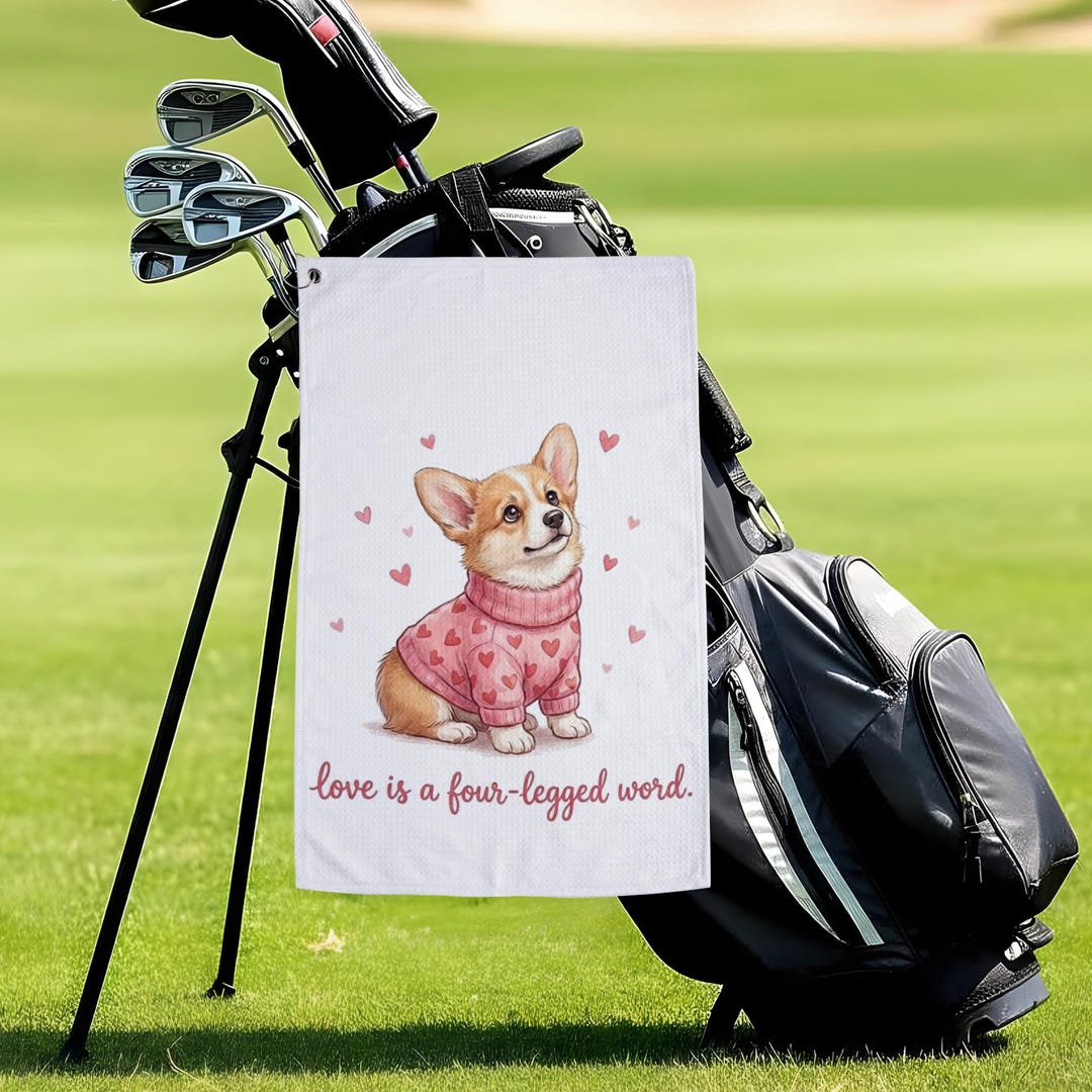 Corgi Golf Towel: Love is a Four-legged Word Print - Etsy
