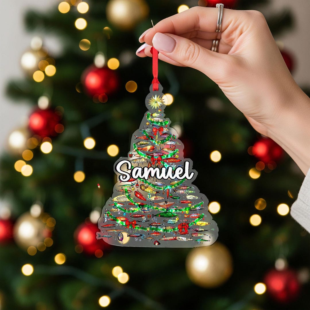 Fishing Lure Acrylic Ornament – Tree Shape, Multicolor Lures, Custom ...
