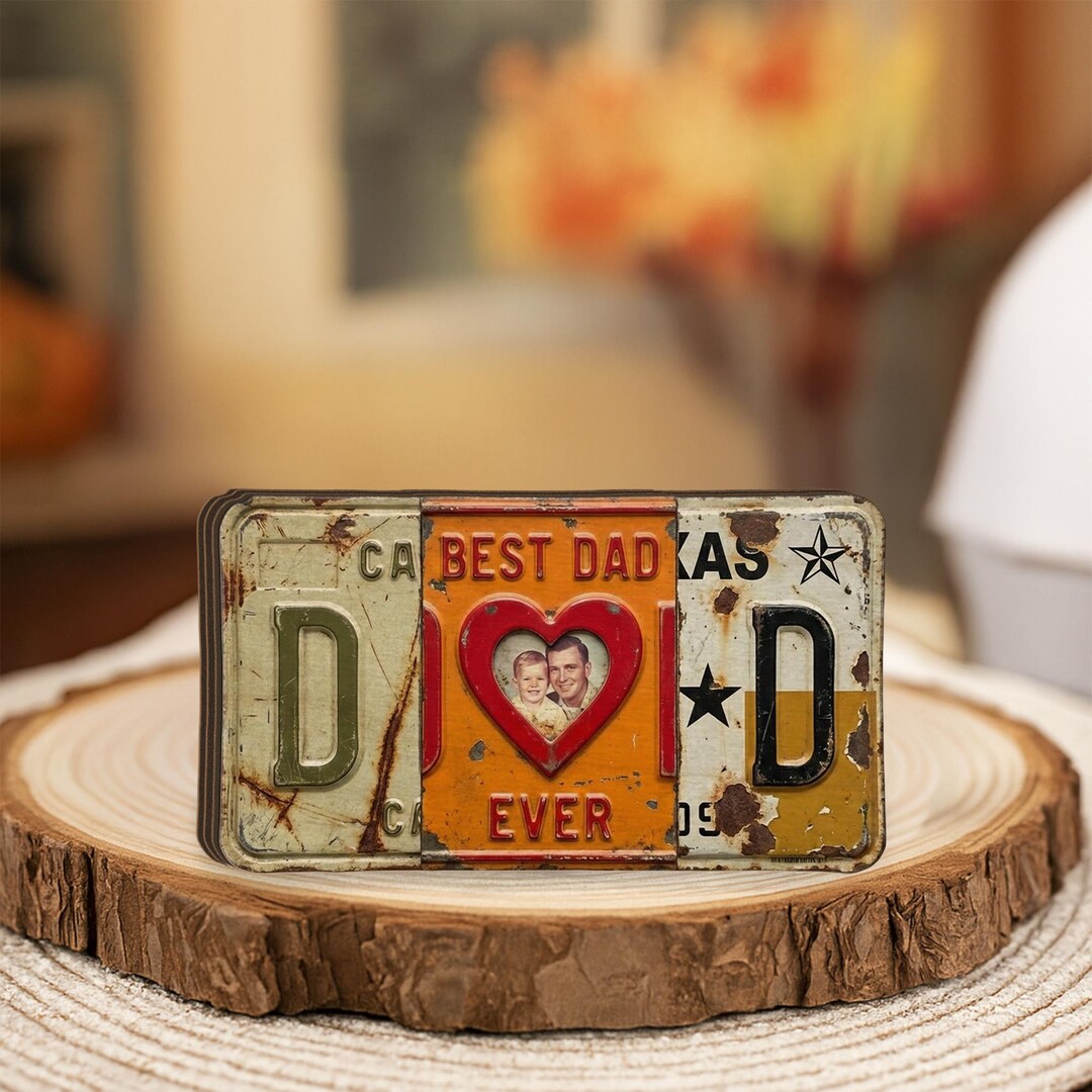 Personalized License Plate Wooden Block: Custom Photo Father's Day Gift ...