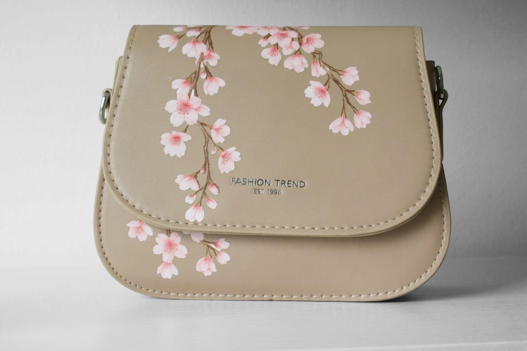 Hand-detailed Cherry Blossom Handbag: Adjustable Shoulder Purse - Etsy