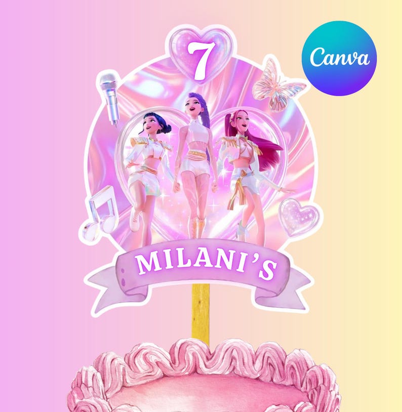 K-pop Demon Hunters Cake Topper | Custom Birthday Decoration (digital ...