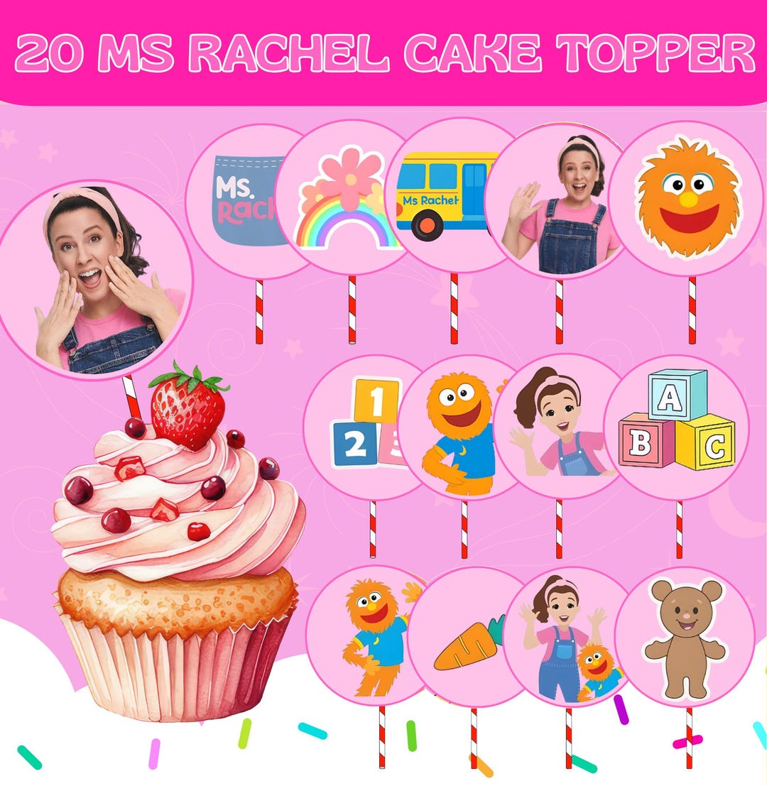 Ms Rachel Cake Toppers | 20 Printable Kids Party Toppers | PDF + JPG ...