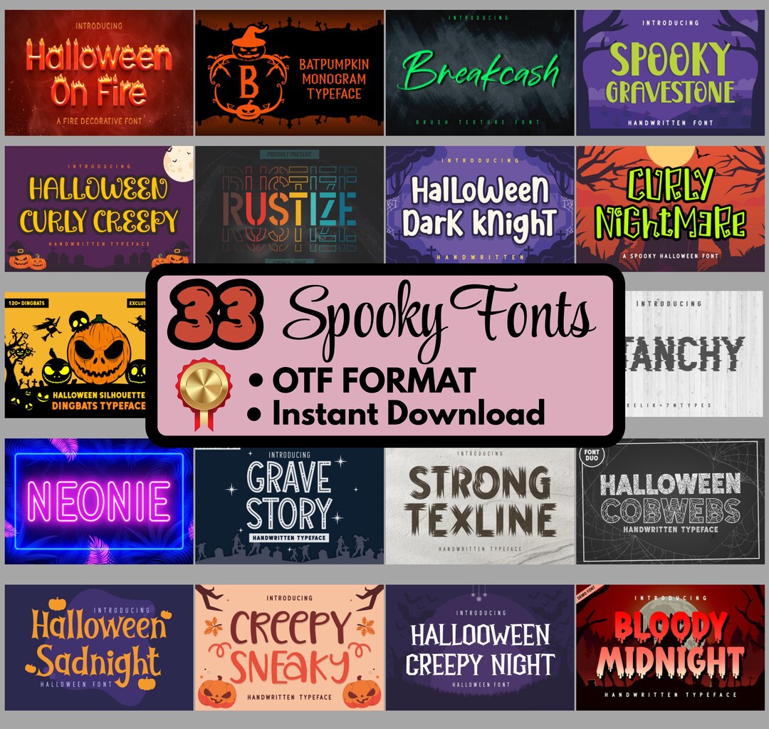 Halloween Font Bundle | 33 Spooky Typefaces (instant Download) - Etsy