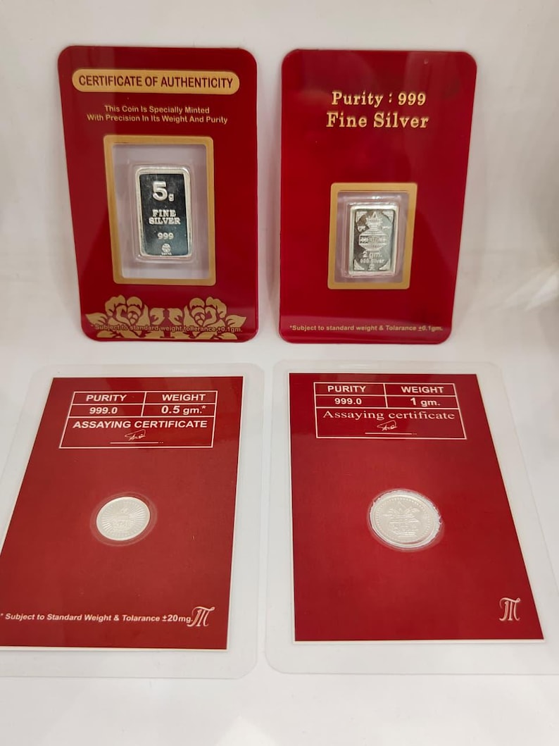 999 Fine Silver 0.5g 1g 2g 5g Collectible Ingot Coin Silver Bullion Bar ...