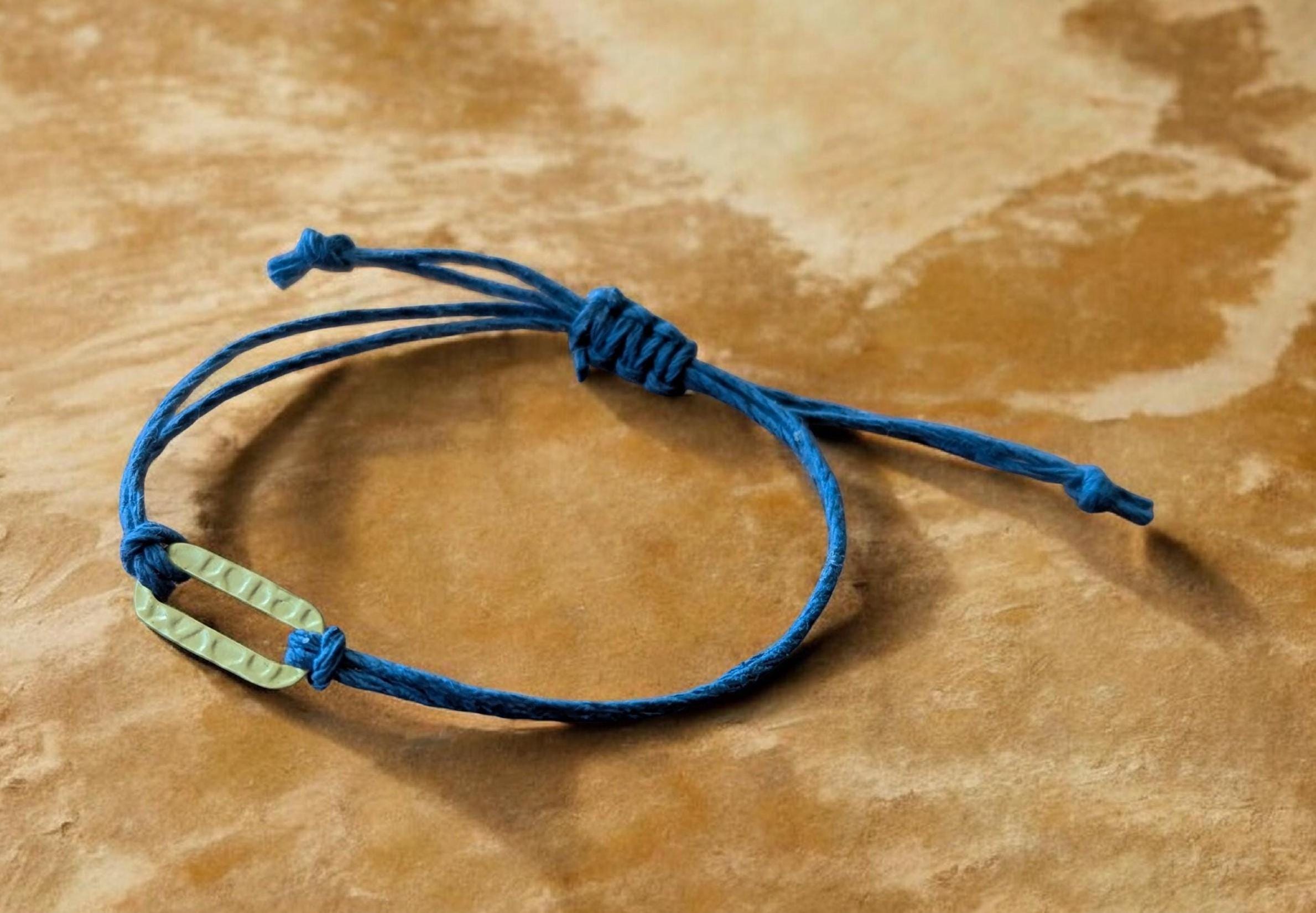 Polished Hemp String Cord Adjustable String Bracelet With Gold Plated ...