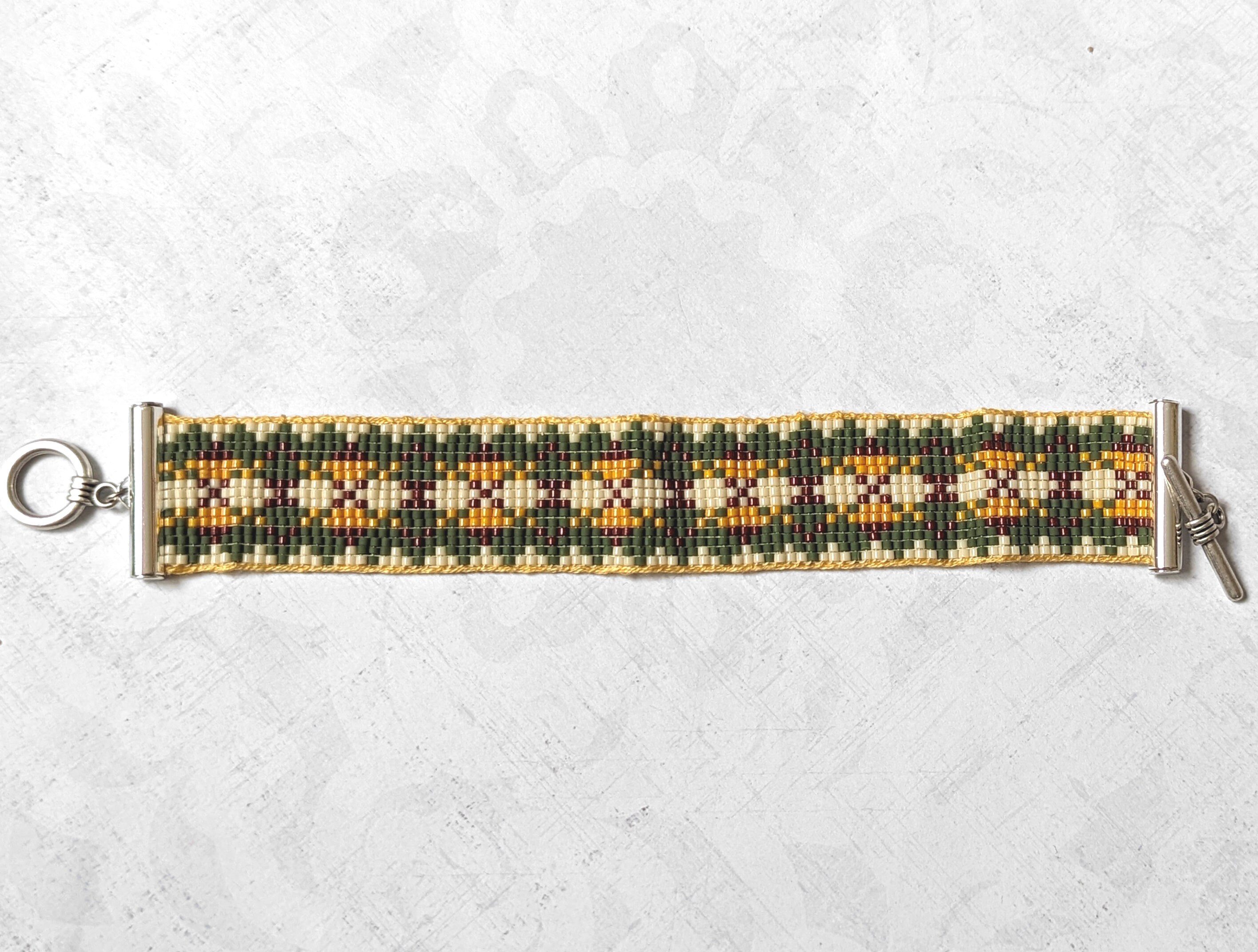 Seed Beaded Bracelet, Fair Isle Argyle Pattern, Delica Loom Bracelet - Etsy