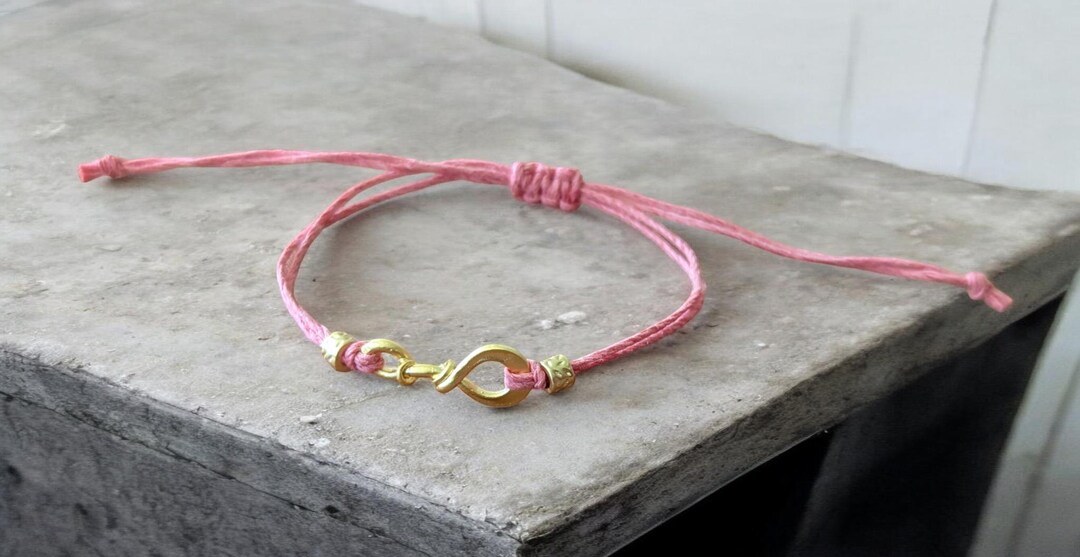 Polished Hemp String Cord Adjustable Bracelet With Gold Plated Brass ...
