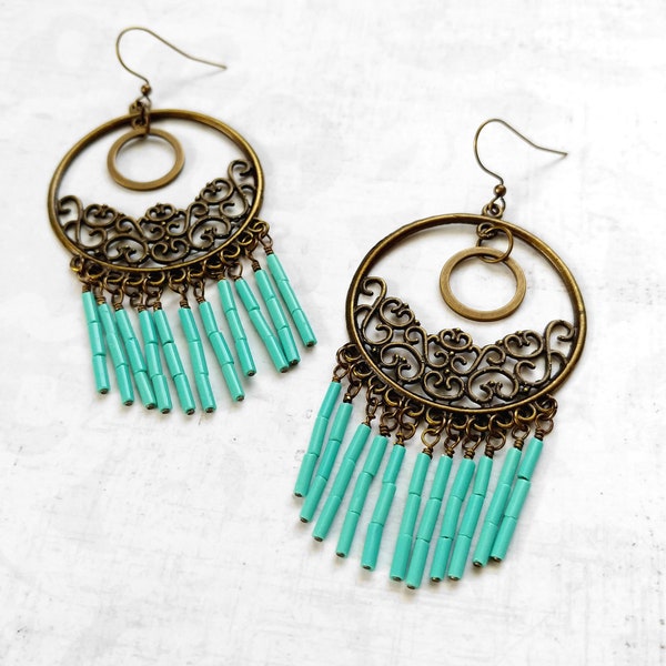 Turquoise Chandelier Earrings - Etsy UK