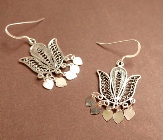 Sterling Silver Lotus Flower Scroll Work Filigree With Heart - Etsy