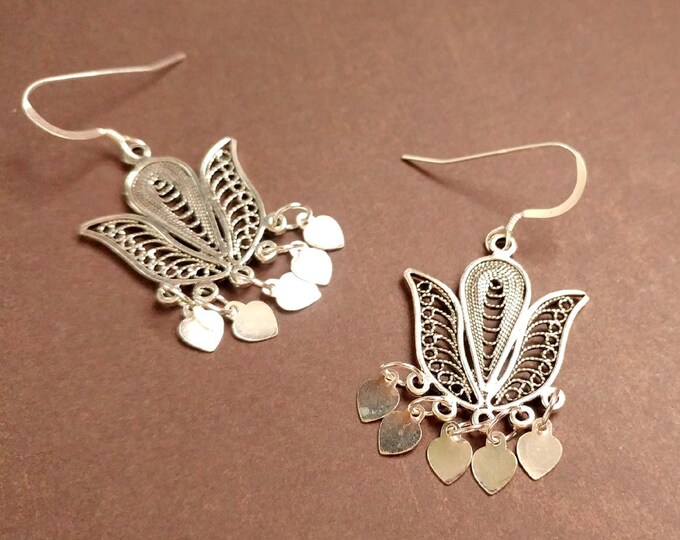 Sterling Silver Lotus Flower Scroll Work Filigree With Heart - Etsy