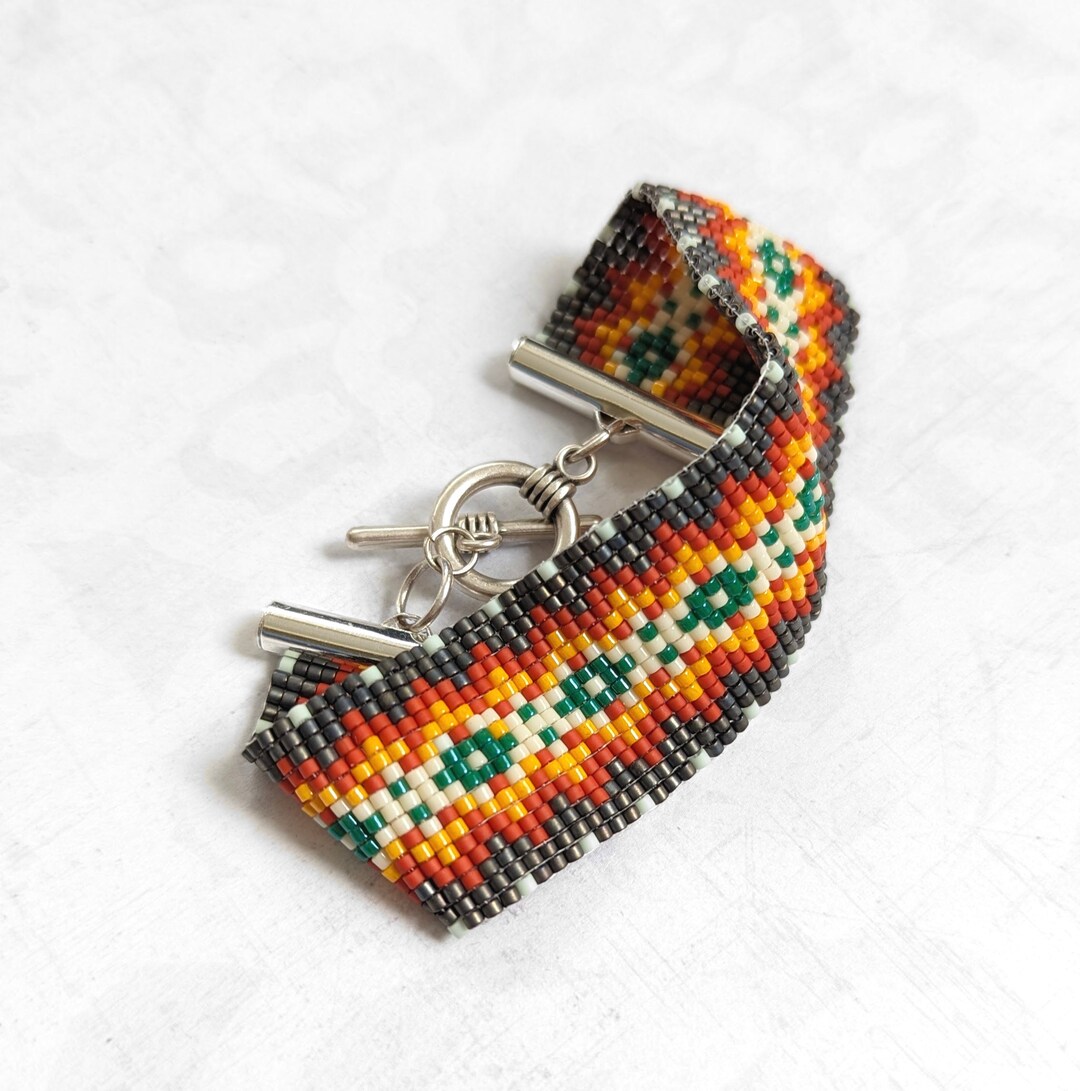 Fair Isle Seed Beaded Bracelet, Scottish Loom Bracelet - Etsy