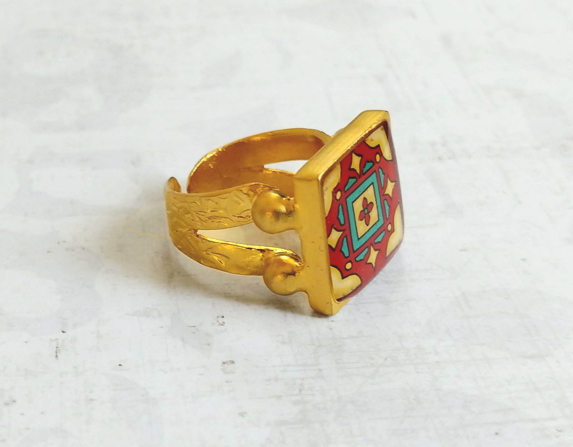 Catalina Tile Adjustable Ring on Gold Plated Brass Catalina - Etsy
