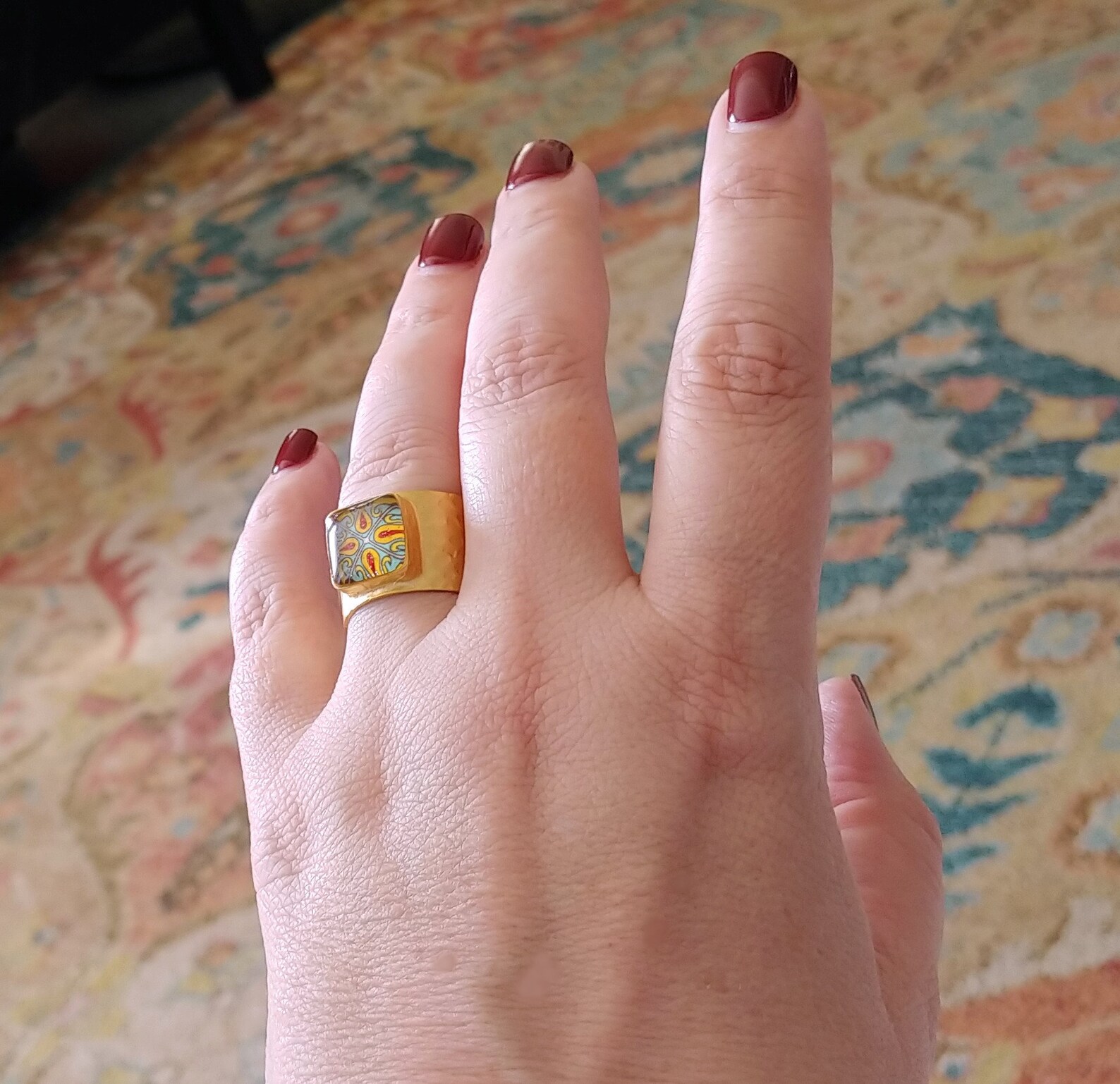 Catalina Tile Adjustable Ring on Gold Plated Brass Catalina - Etsy