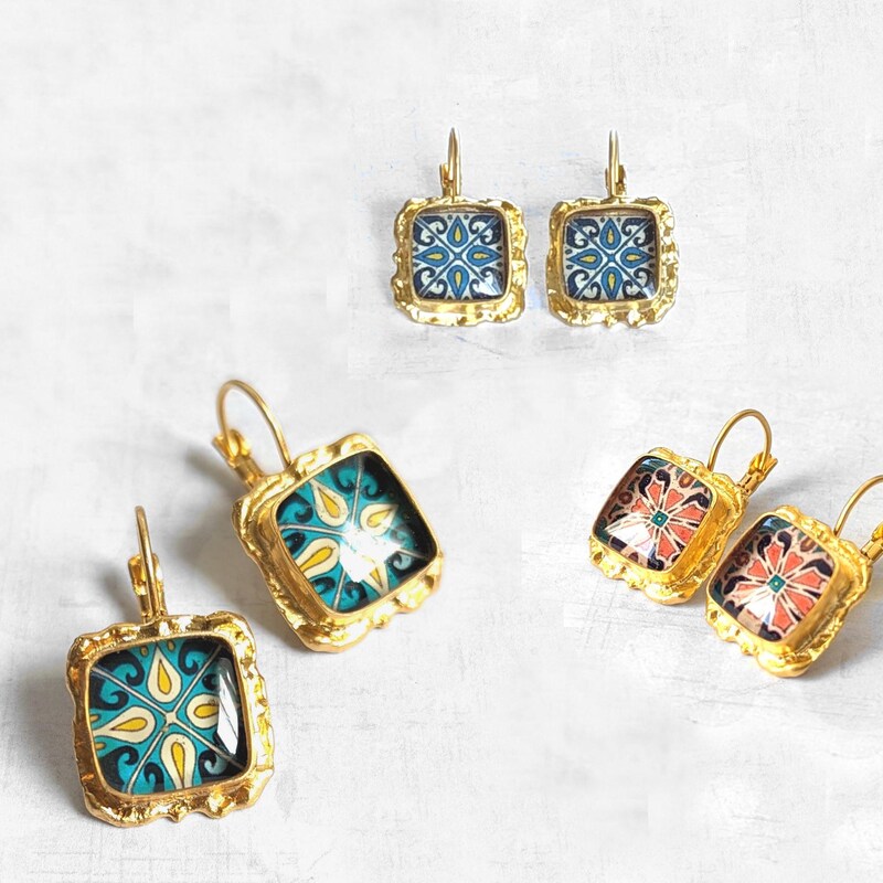 Tile Earrings - Etsy