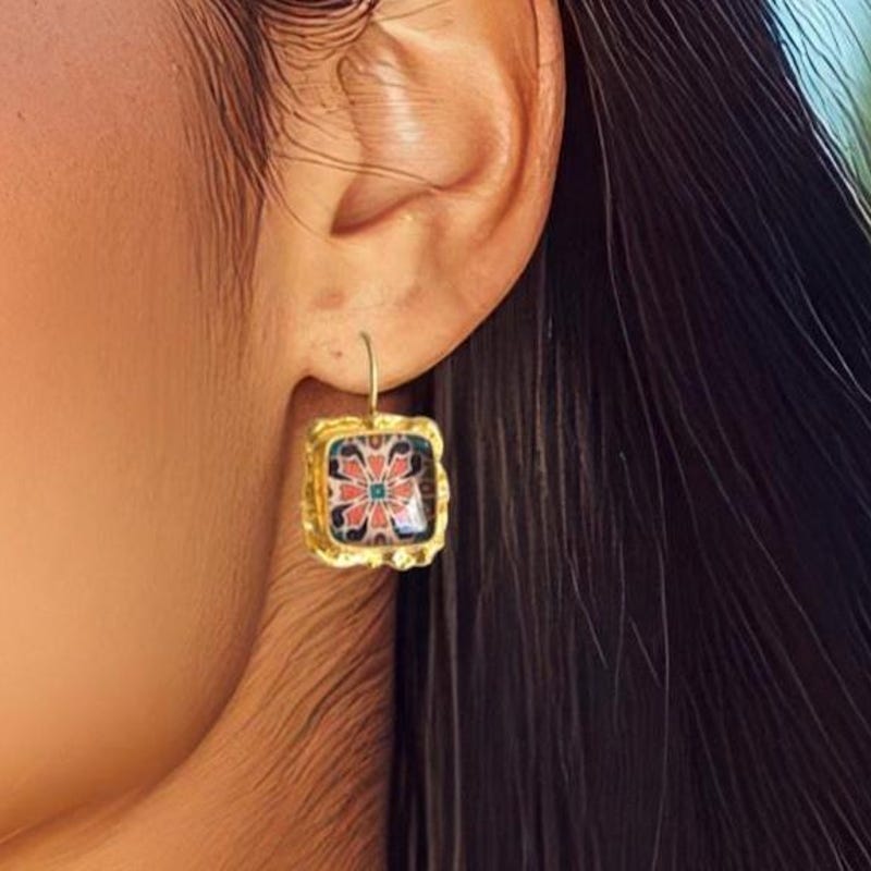 Tile Earrings - Etsy