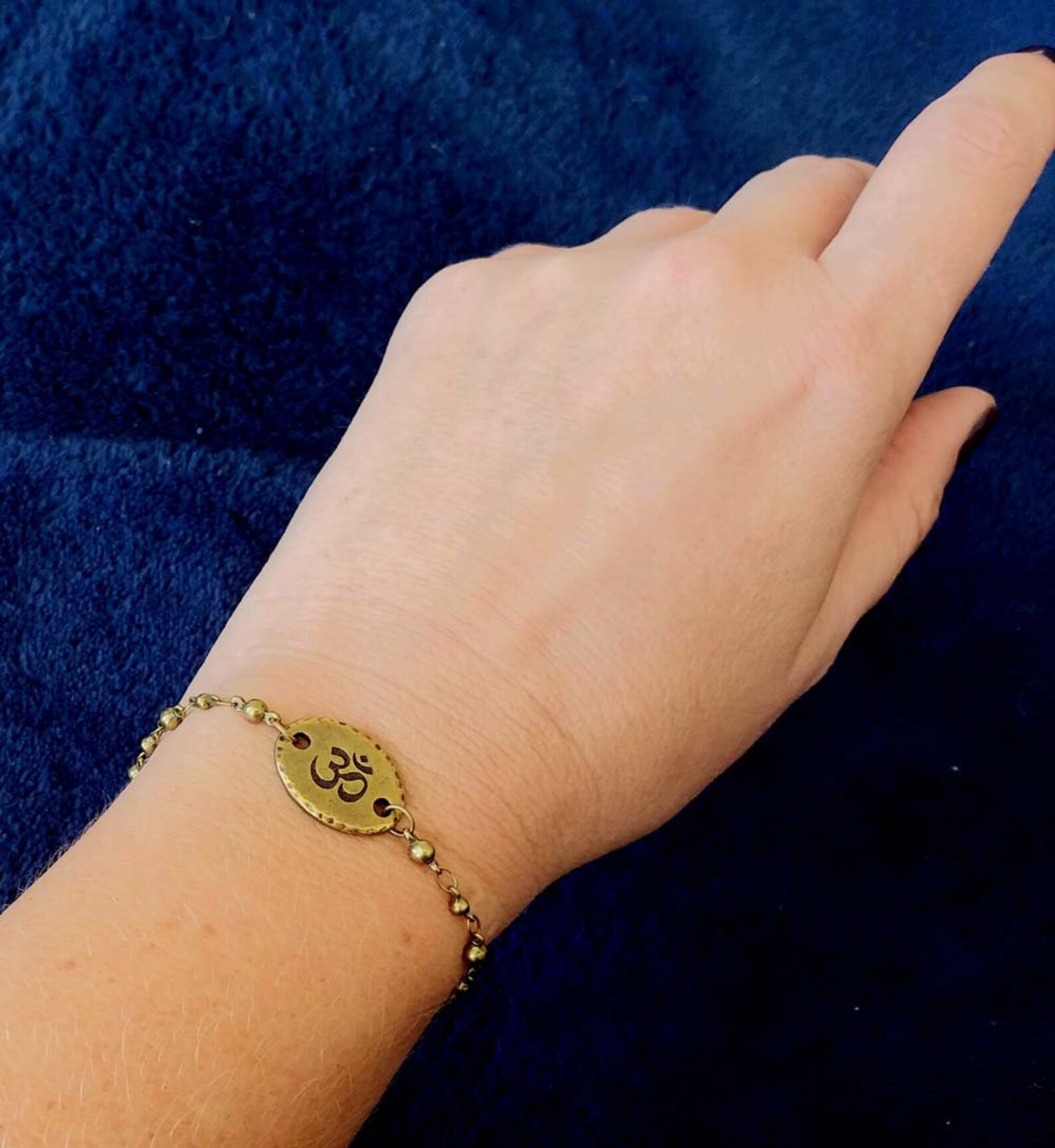 Antiqued Gold Plated Brass Om Charm on Antiqued Gold Plated Brass Ball ...