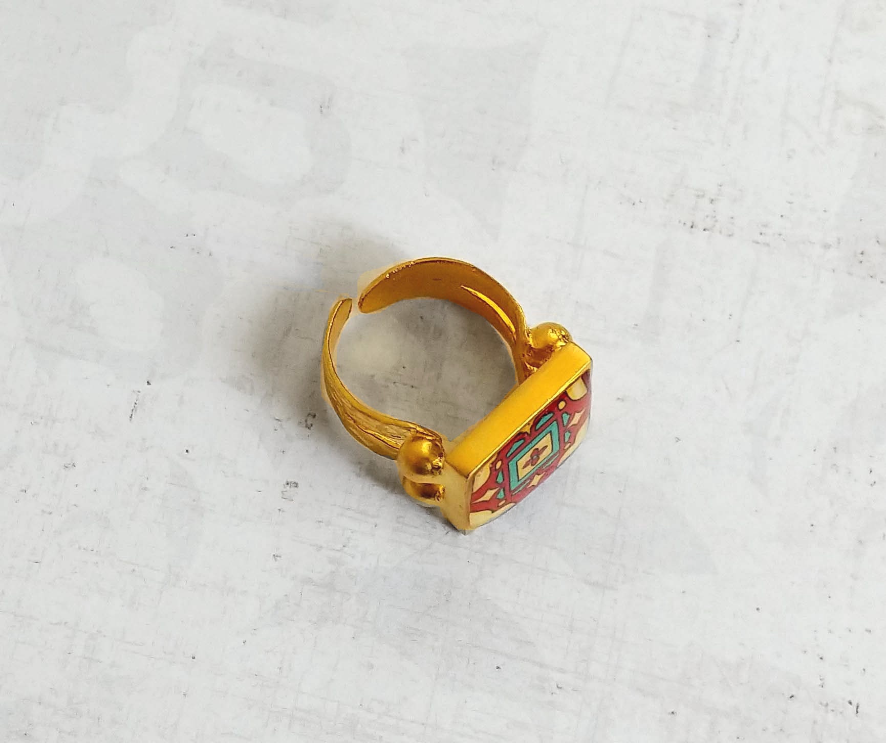 Catalina Tile Adjustable Ring on Gold Plated Brass Catalina - Etsy