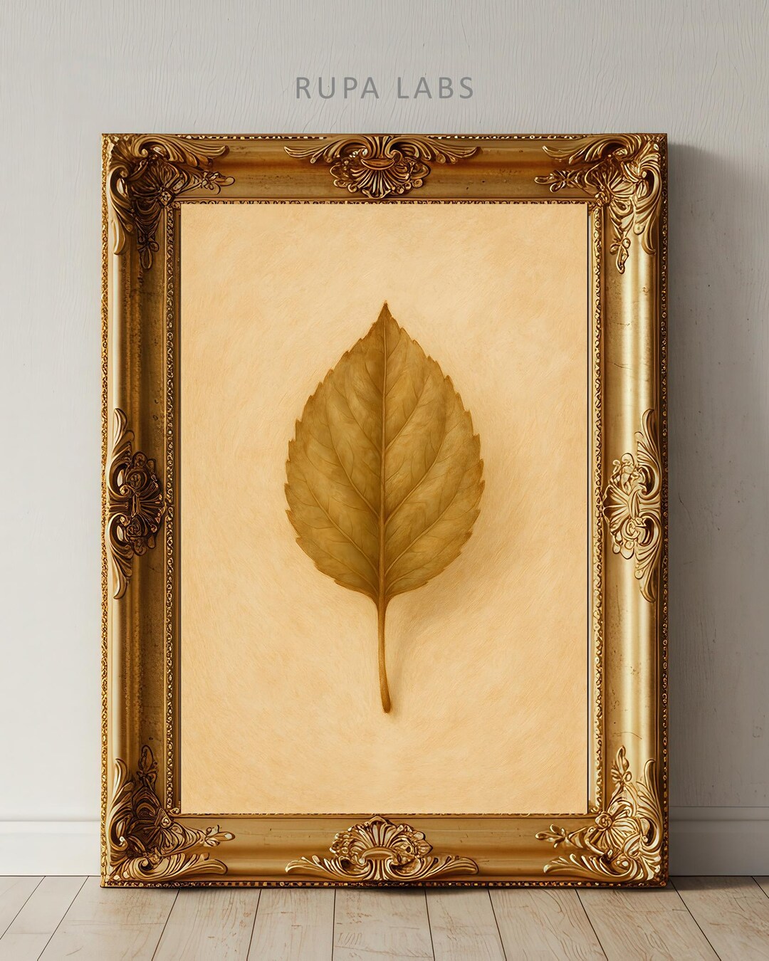 Vintage Sepia Leaf Wall Art: Minimalist Leaf Still Life Painting ...