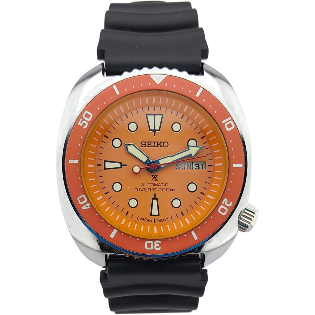 Seiko 5 Turtle Watch 6309A, Vintage Automatic Diver, Orange Dial ...