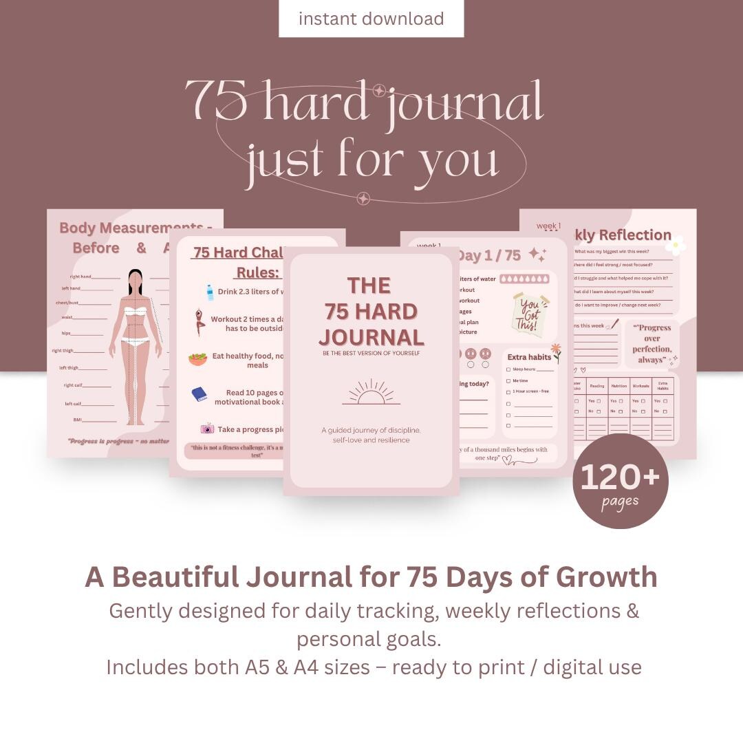 75 Hard Challenge Journal | Printable and iPad Friendly | Aesthetic ...